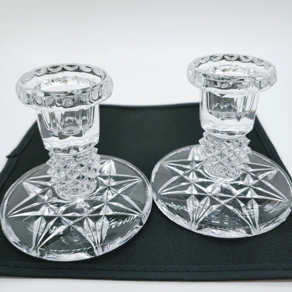 Unbranded | Accents | Vintage Cut Crystal Candlesticks Pair Star Base ...